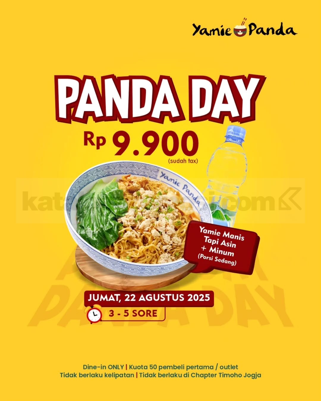 Promo Yamie Panda Spesial Panda Day - Yamie Manis Tapi Asin + Minum hanya Rp. 9.900,-