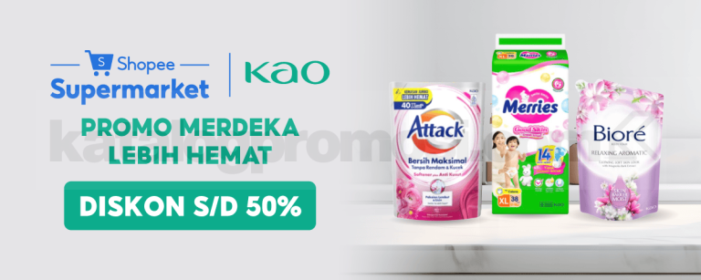 KAO Promo Merdeka di Shopee Supermarket Diskon hingga 50%