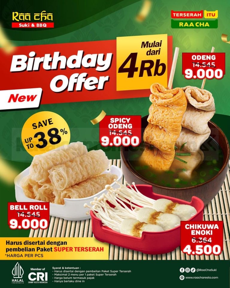 Promo Raa Cha Suki & BBQ Birthday Offer Mulai Dari 4 Ribu*