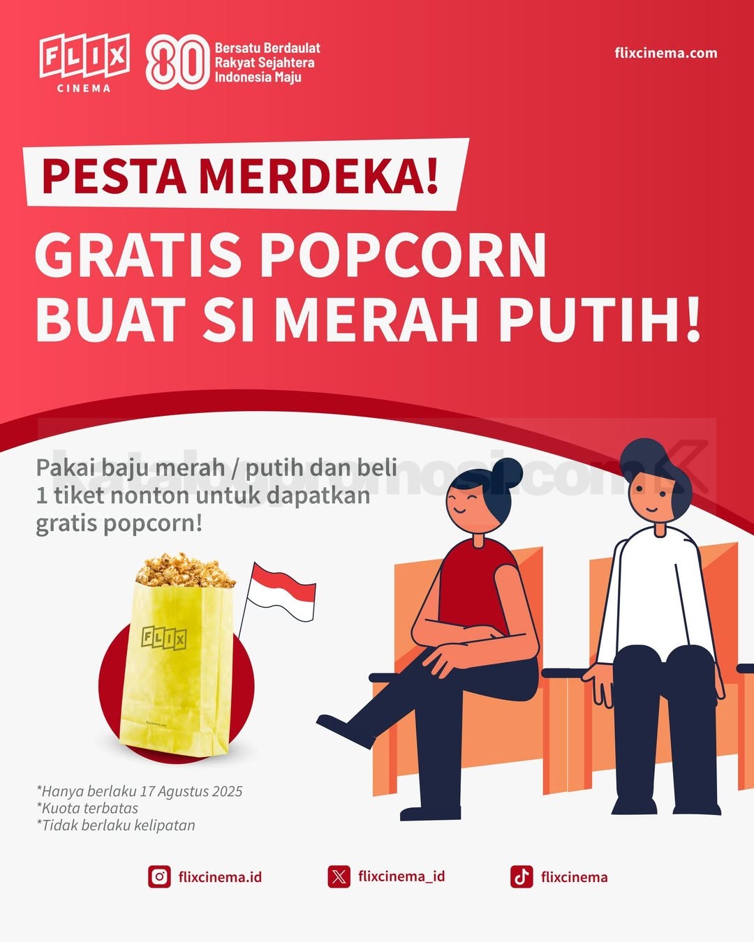 Promo Flix Cinema Pesta Merdeka Gratis Popcorn Buat Si Merah Putih ...