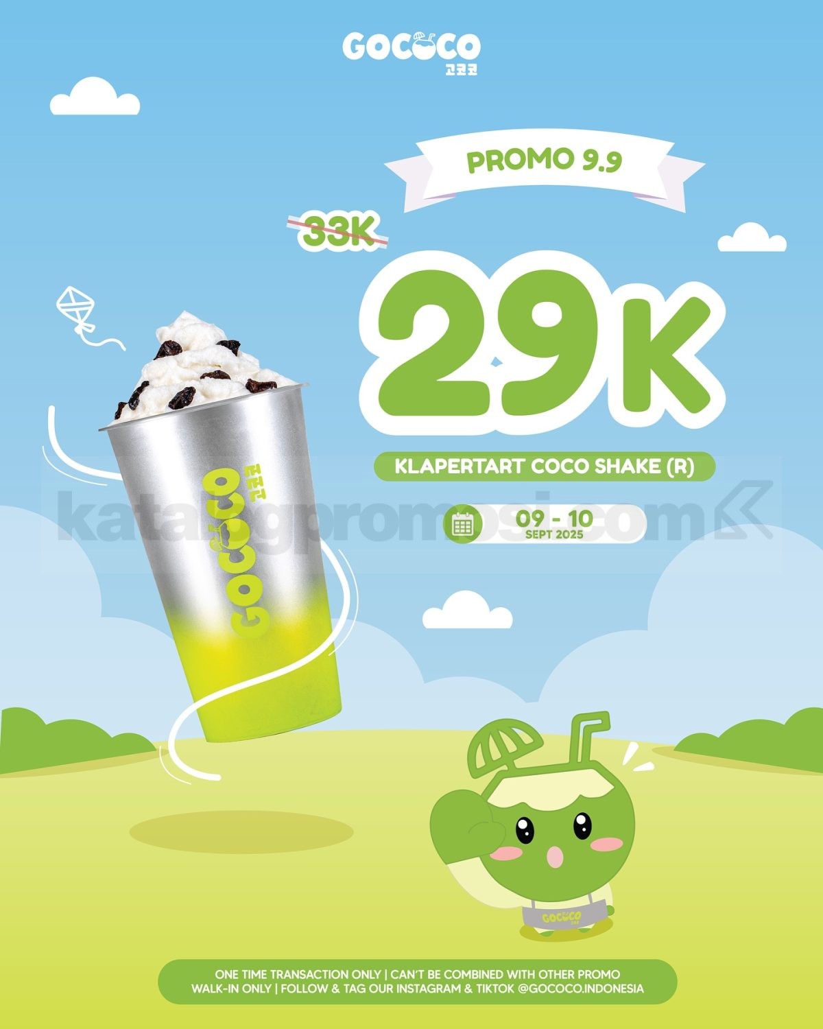 Promo Gococo 9.9 Klapertart Coco Shake cuma Rp 29.000