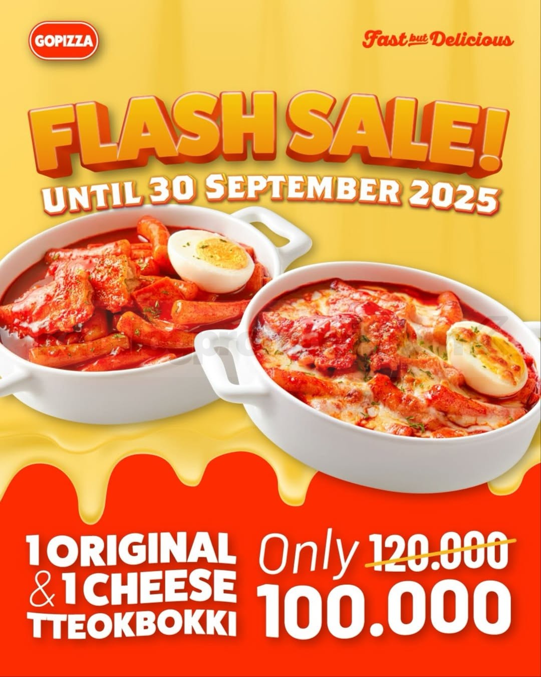 Promo GoPizza Flash Sale 1 Original + 1 Cheese Tteokbokki hanya Rp100 ...