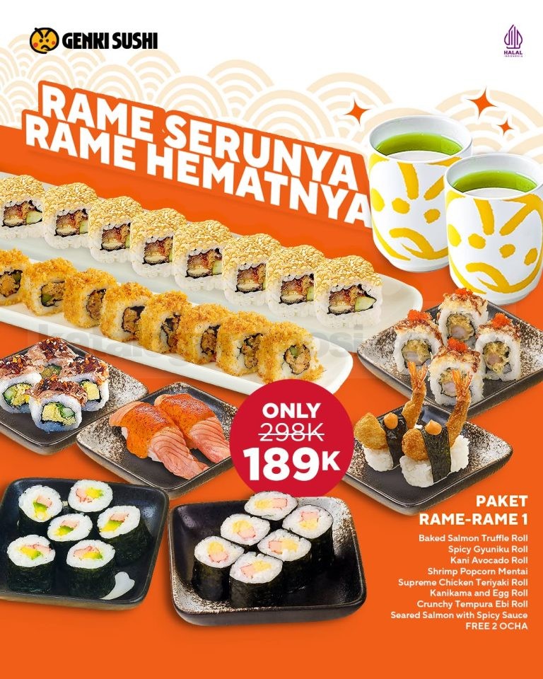 Promo Genki Sushi Paket Rame Rame Rp. 189.000