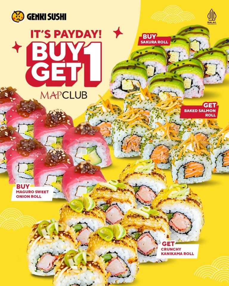 Promo Genki Sushi Payday Buy 1 Get 1 Sushi Roll