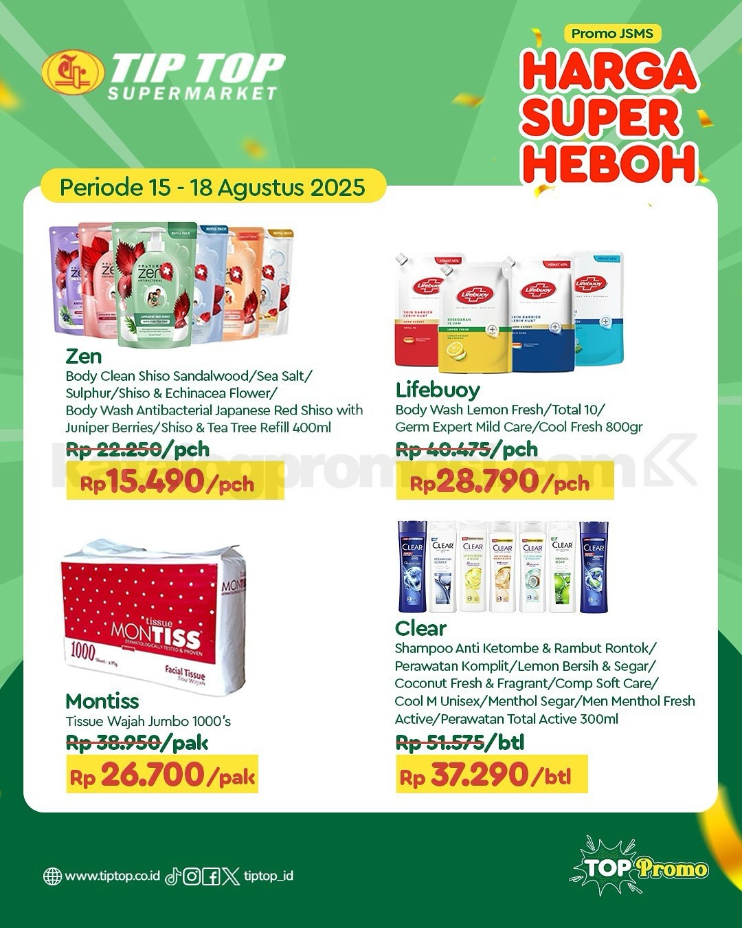 Promo JSM TIP TOP Supermarket Minggu ini 15-18 AGUSTUS 2025