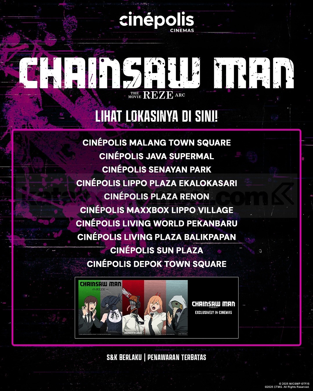 Promo Cinépolis Tukar Tiket dapat Character Card Chainsaw Man The Movie ...