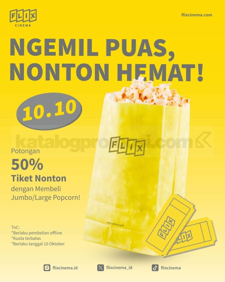 Promo FLIX Cinema 10.10 Diskon 50% Tiket Nonton