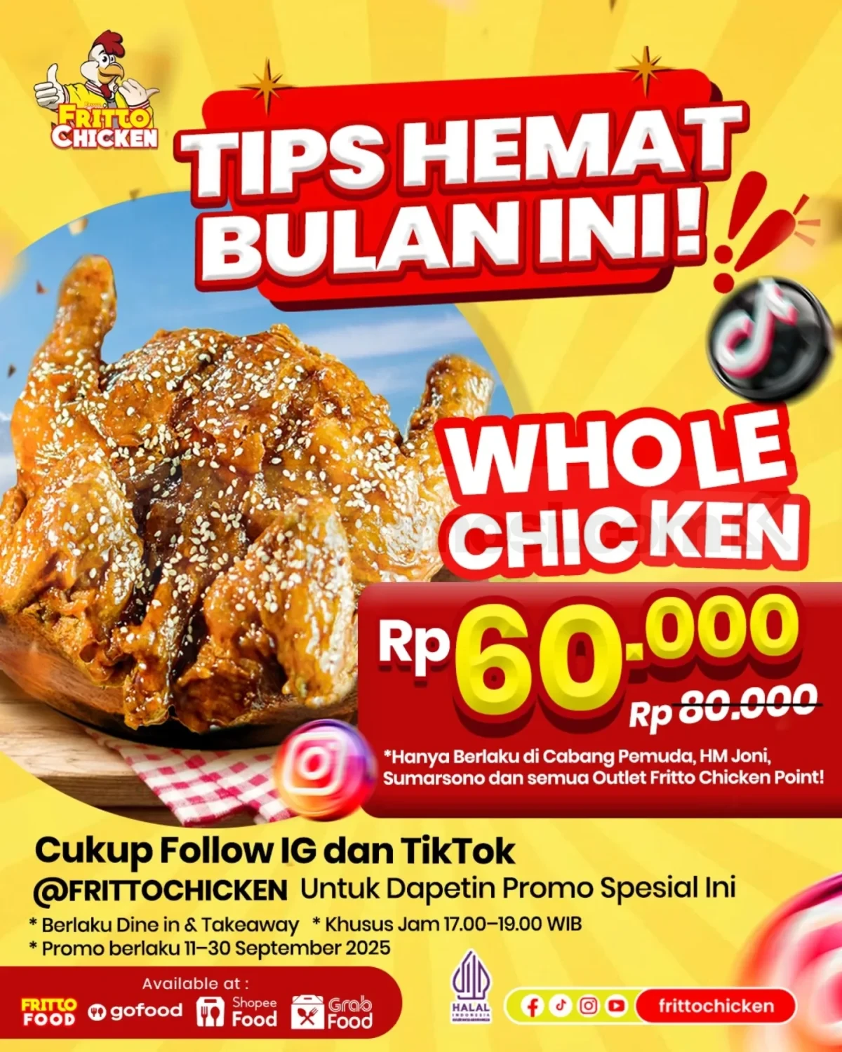 Promo Fritto Chicken Hemat Bulan ini dengan Whole Chicken cuma Rp60Ribu aja