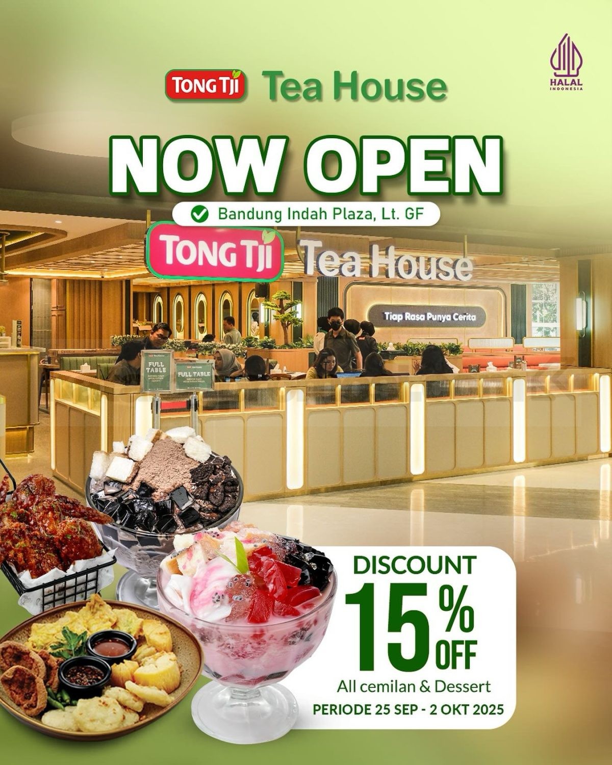 Promo Opening Tong Tji Tea House Bandung Indah Plaza Diskon 15% ...