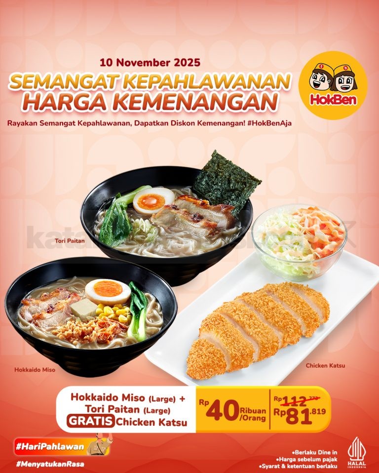 Promo HokBen Hari Pahlawan Gratis Chicken Katsu