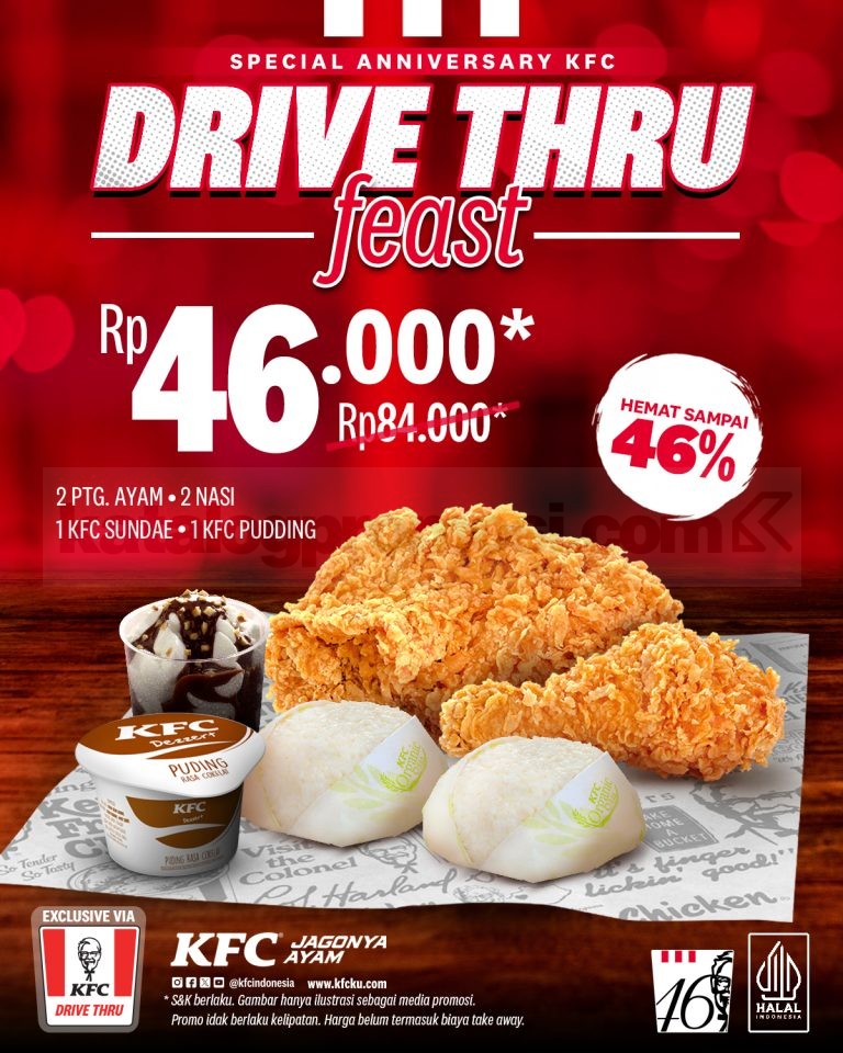 Promo KFC Anniversary ke-46 Drive Thru Feast Rp. 46.000