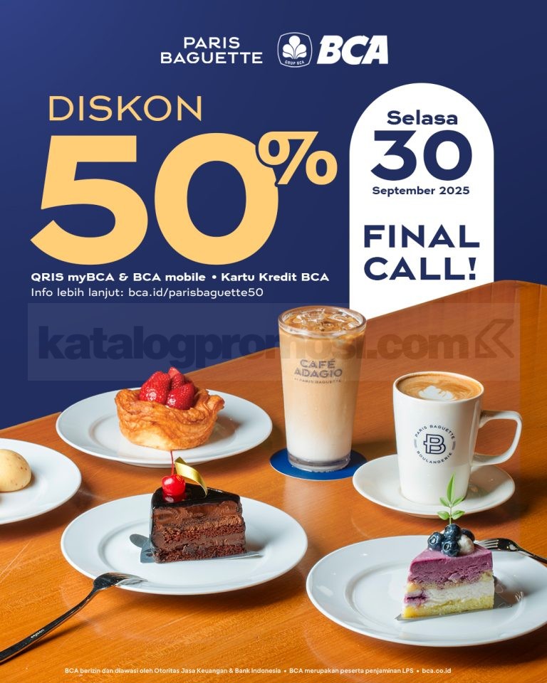 Promo Paris Baguette Payday BCA Diskon 50% semua Produk