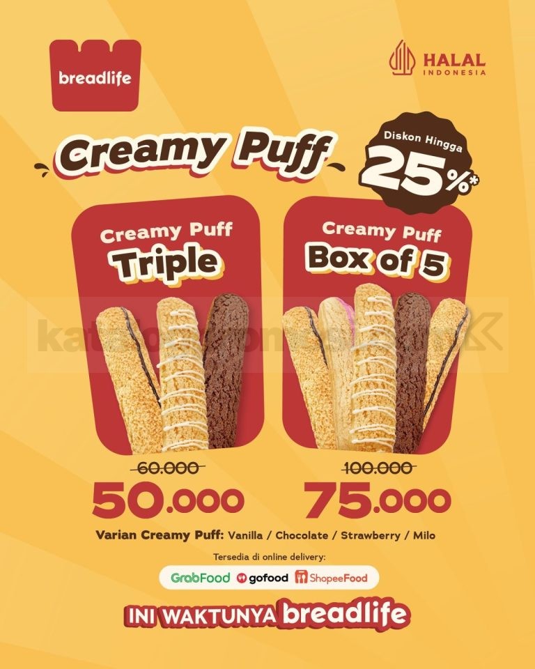 Promo Breadlife Jajanan Tengah Bulan Creamy Puff mulai dari Rp45ribu