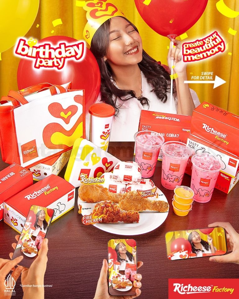 Promo Richeese Factory Birthday Party mulai Rp. 42Ribuan/Pax