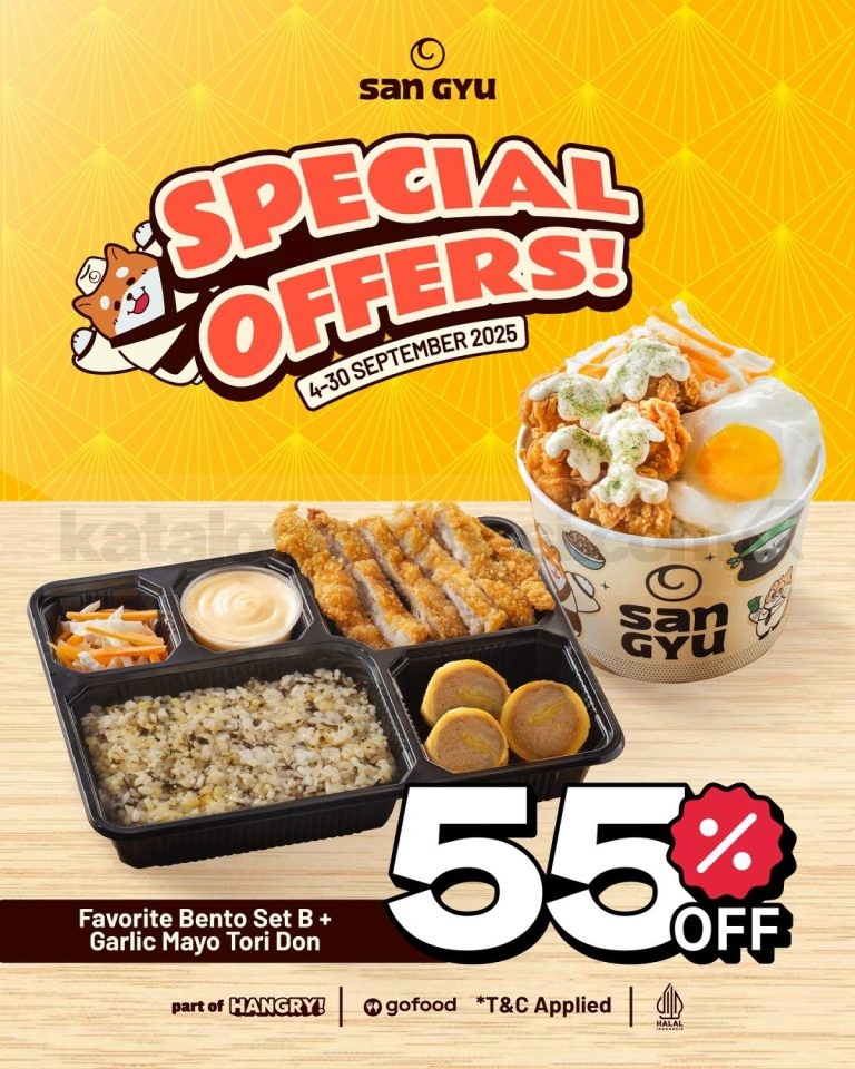 Promo San Gyu GoFood Special Offers Favorit Bento Set B & Garlic Mayo ...