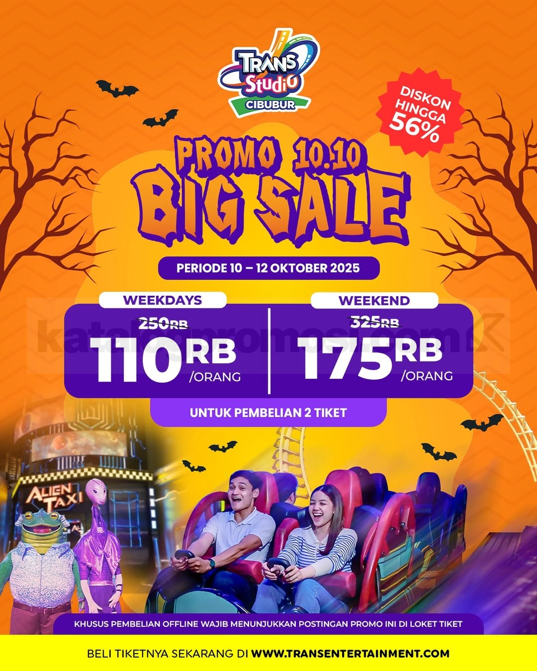 Promo Trans Studio Cibubur 10.10 Big Sale Main Berdua mulai Rp110.000/orang