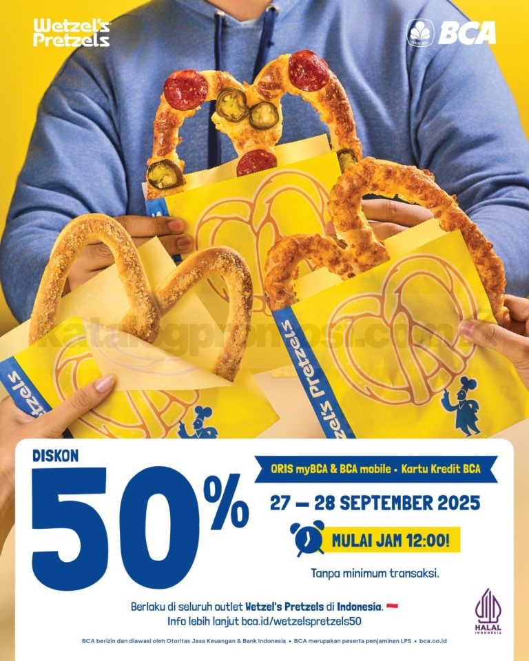 Promo Wetzel's Pretzels BCA - Menu Favorit Diskon 50%