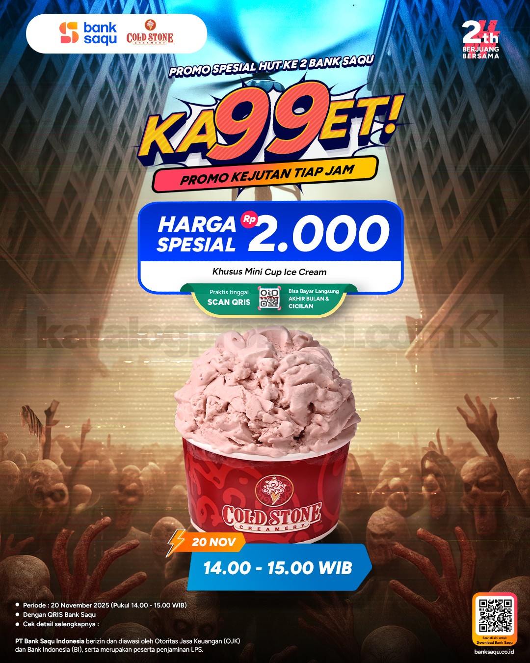 Promo Cold Stone HUT ke-2 Bank Saqu Mini Cup Ice Cream Rp2.000