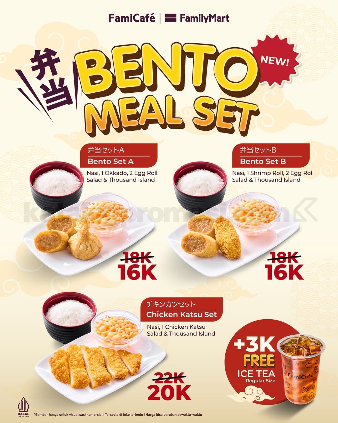 Promo FamilyMart Bento Meal Set Mulai Rp. 16K + Free Ice Tea • SoPasti.Com