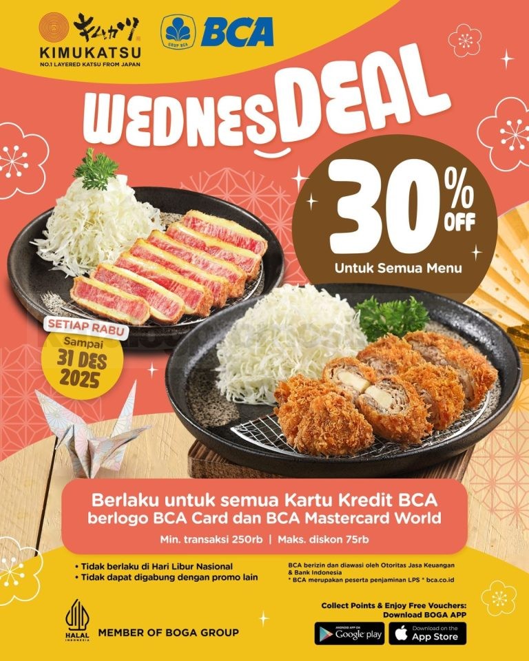 Promo Kimukatsu BCA Wednesdeal Diskon 30% Semua Menu