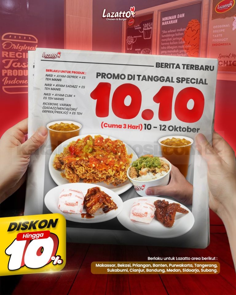 Promo Lazatto 10.10 Diskon Hingga 10%
