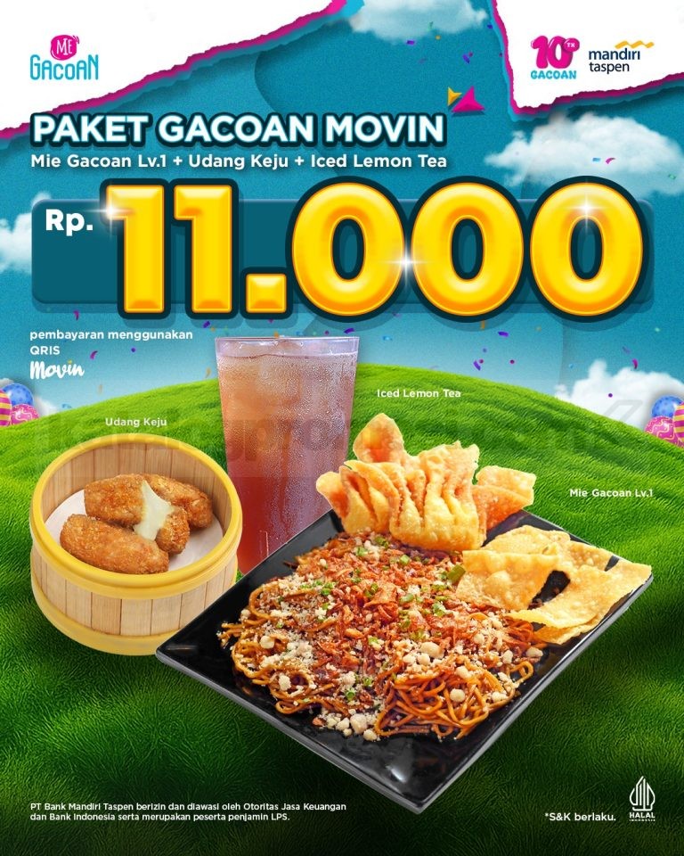 Promo Mie Gacoan HUT Mandiri Taspen cuma Rp. 11.000 • SoPasti.Com