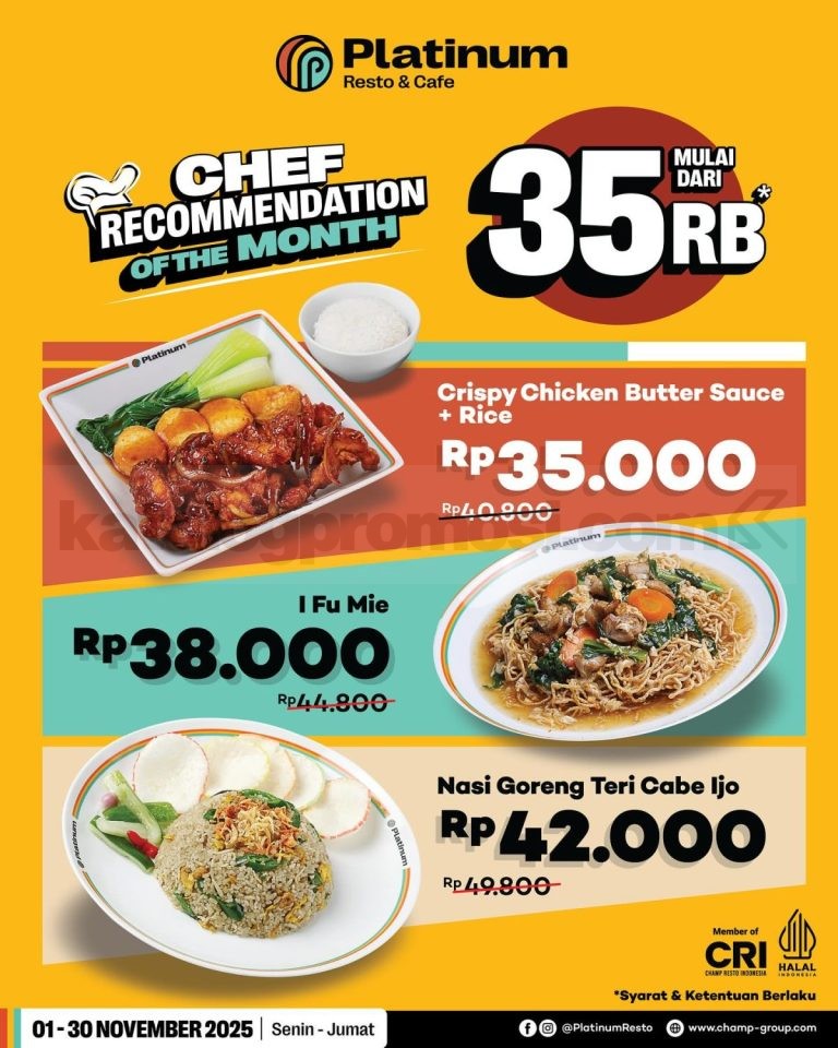 Promo PLATINUM Resto & Cafe Chef Recommendation Mulai Rp. 35.000
