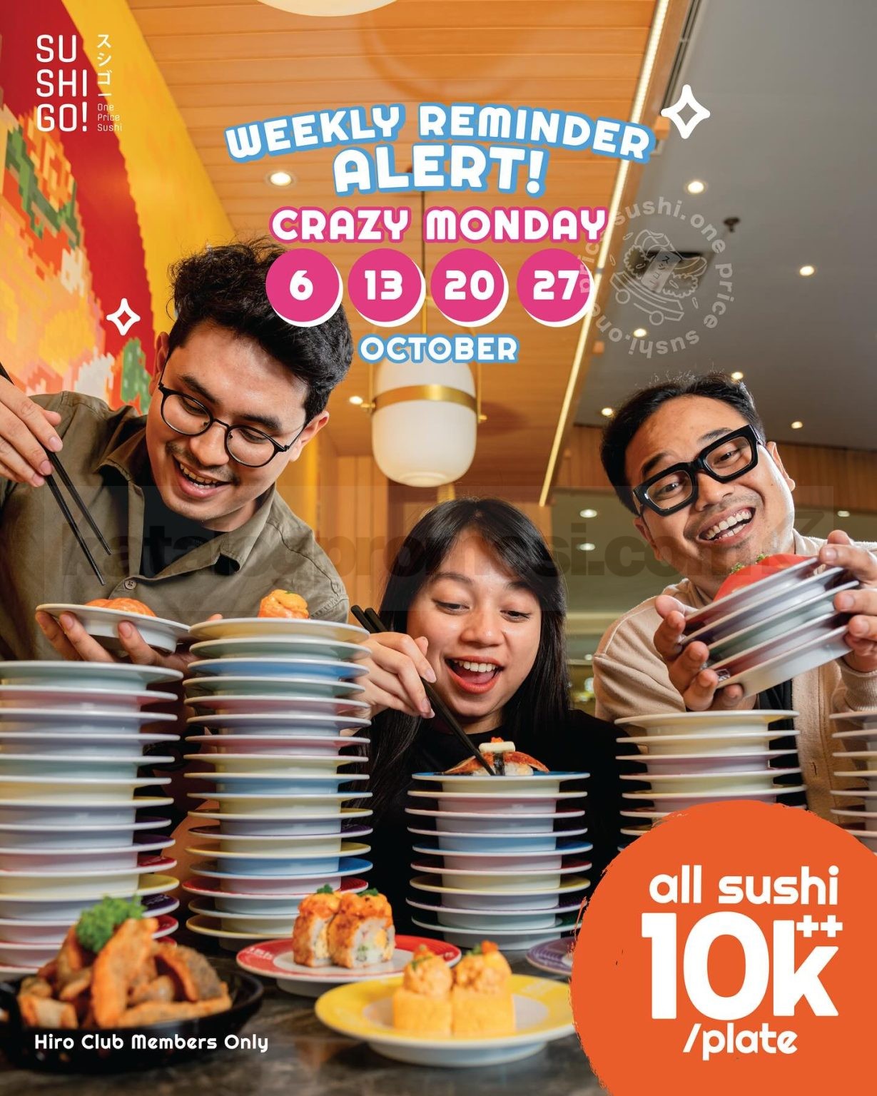 Promo Sushi GO! Crazy Monday Rp. 10.000/Plate • SoPasti.Com