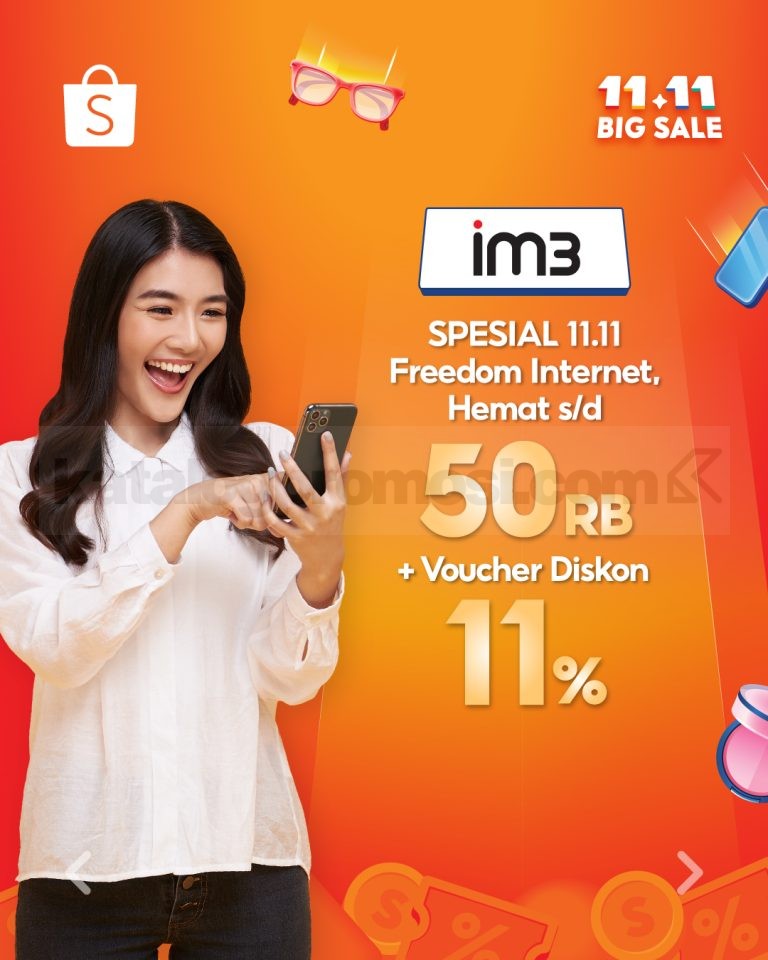 Promo IM3 di Shopee 11.11 Hemat hingga 50K + Voucher 11%