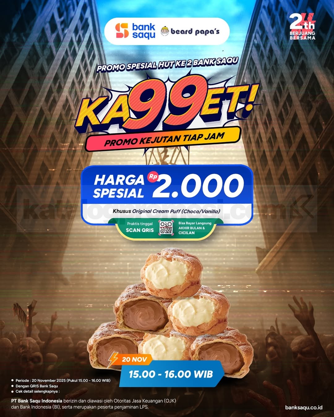 Promo Beard Papa’s Bank Saqu 2nd Anniversary Original Puff Only Rp.2.000