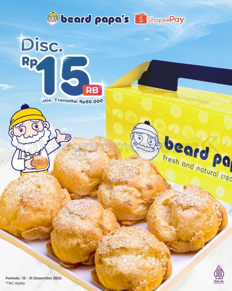 Promo BEARD PAPA’S ShopeePay Diskon Rp. 15.000