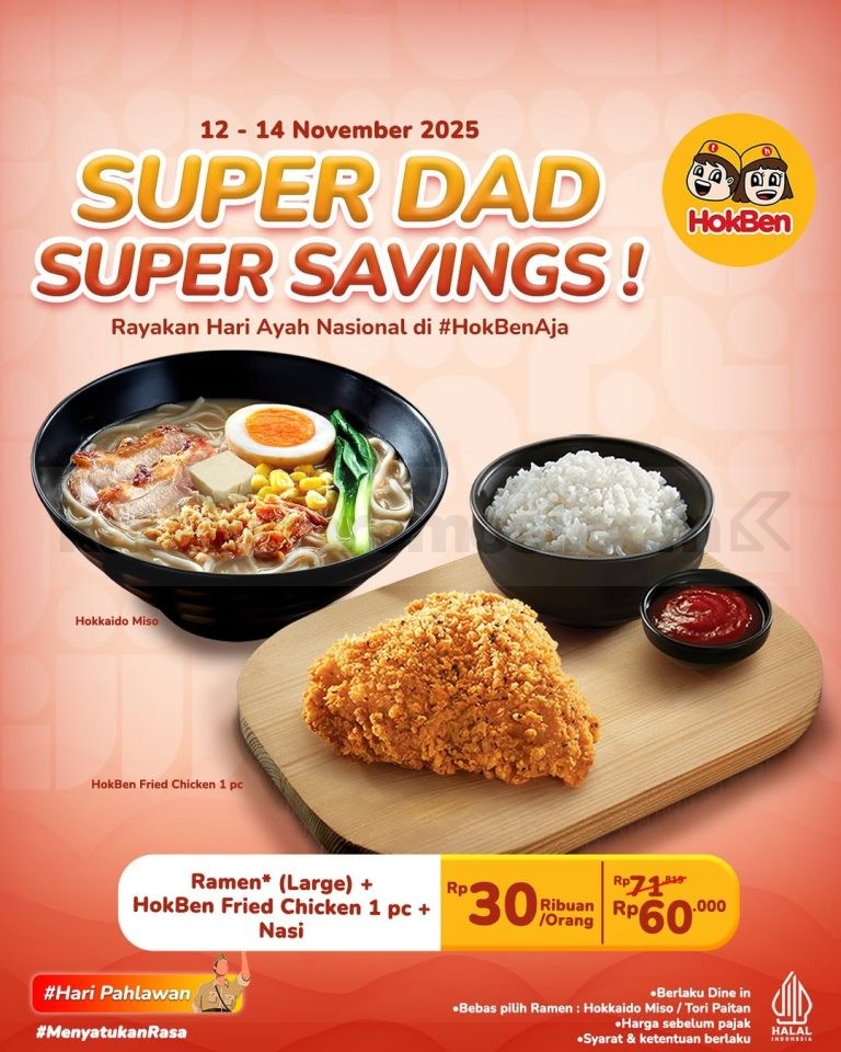 Promo HokBen Super Dad Super Savings Paket Menu Rp. 60.000