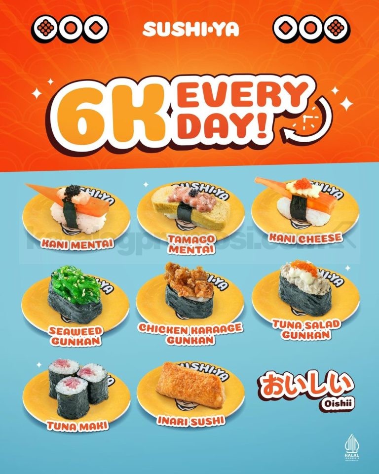 Promo Sushi Ya 6K Every Day Menu Sushi Rp. 6.000