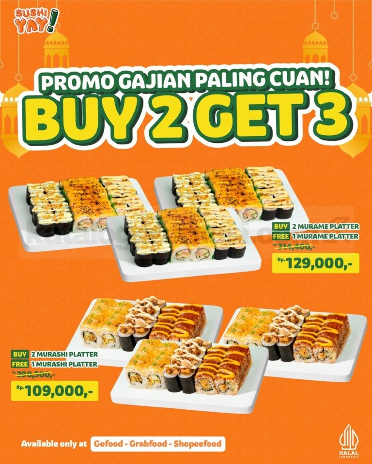 Promo Sushi Yay Gajian Buy 2 Get 3 Sushi Platter