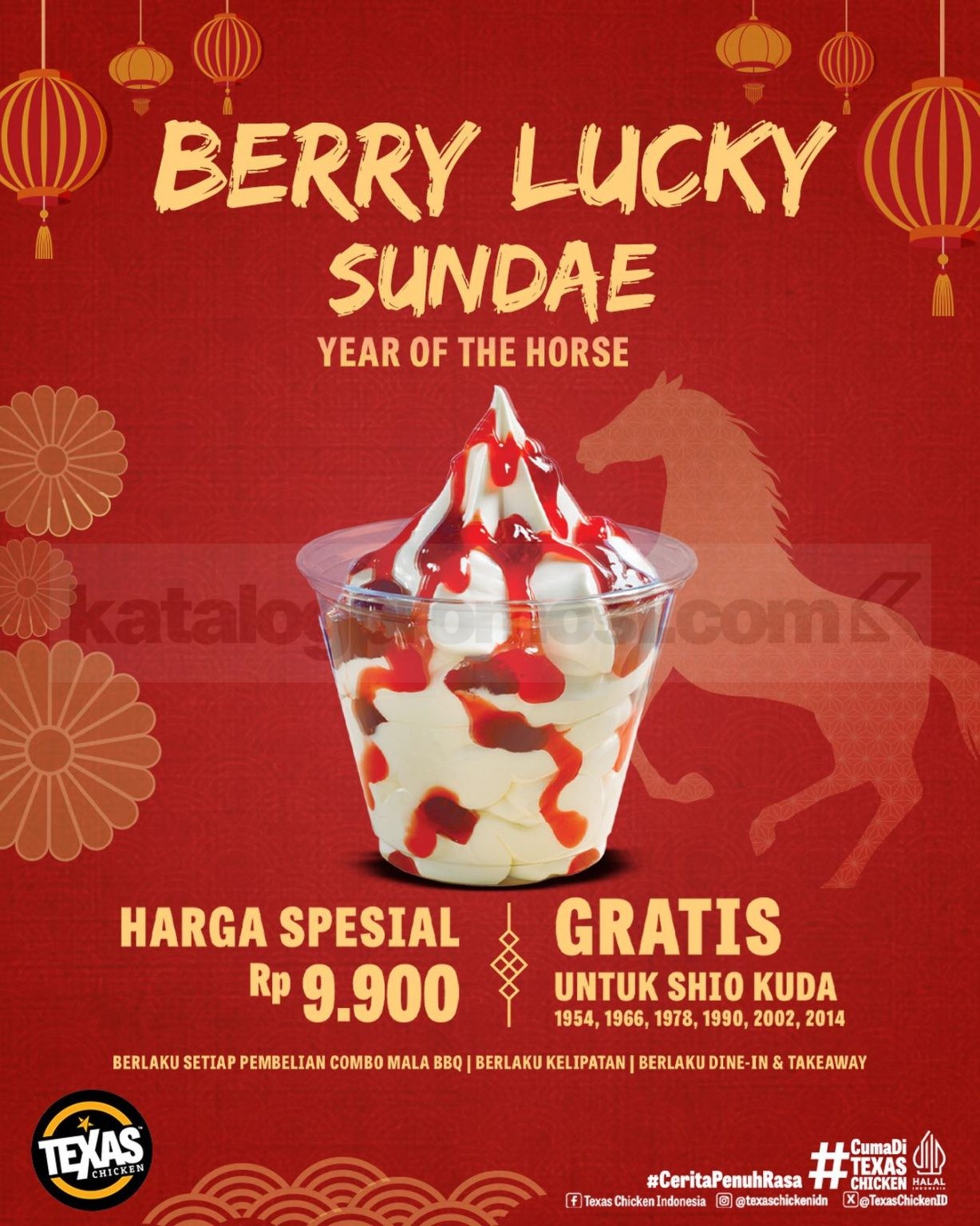 Promo TEXAS CHICKEN GRATIS Berry Lucky Sundae