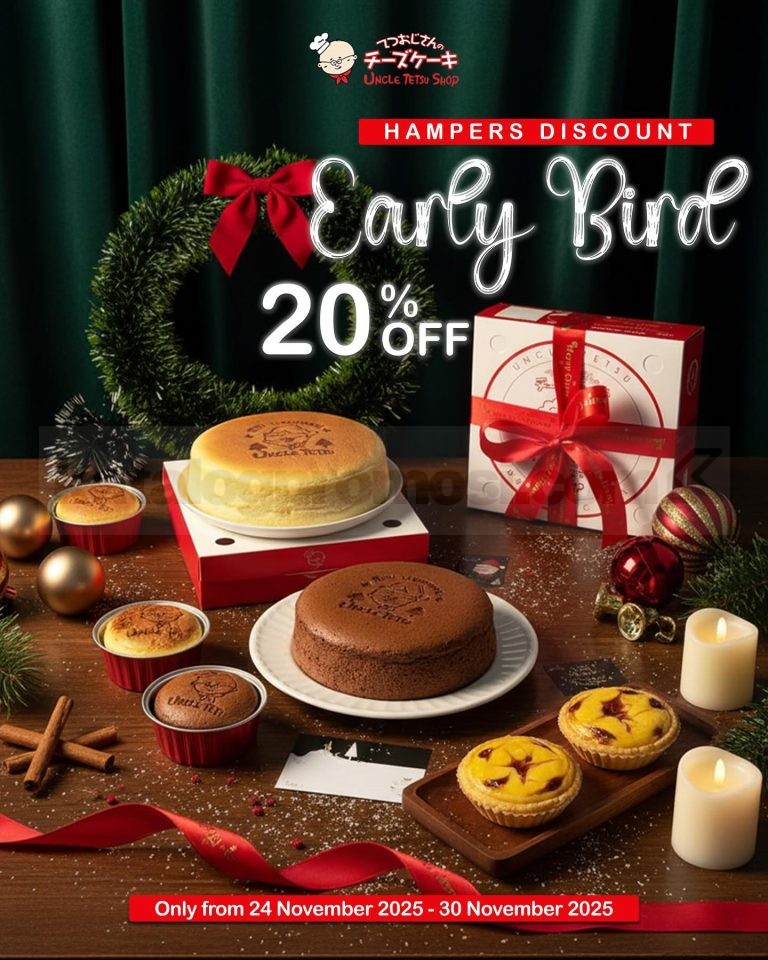 Promo Uncle Tetsu Early Bird Natal Diskon 20% Hampers Cheesecake & Cookies
