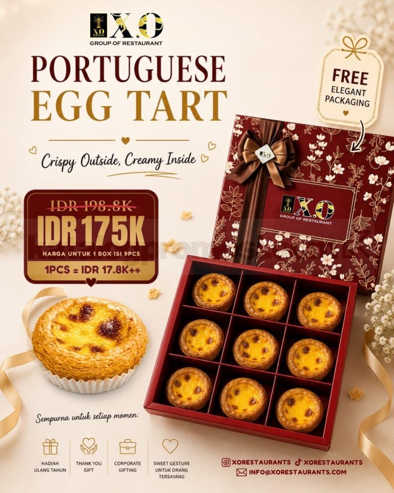 Promo X.O Restaurant Portuguese Egg Tart 9 pcs Rp. 175.000