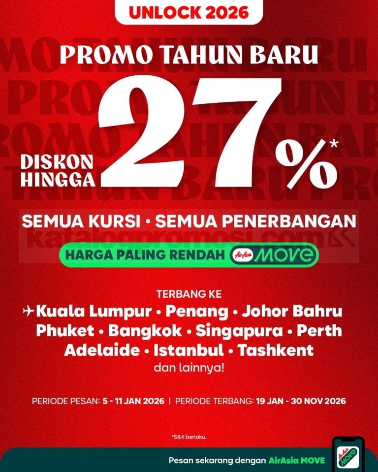 Promo AirAsia New Year Sale Diskon Hingga 27%*