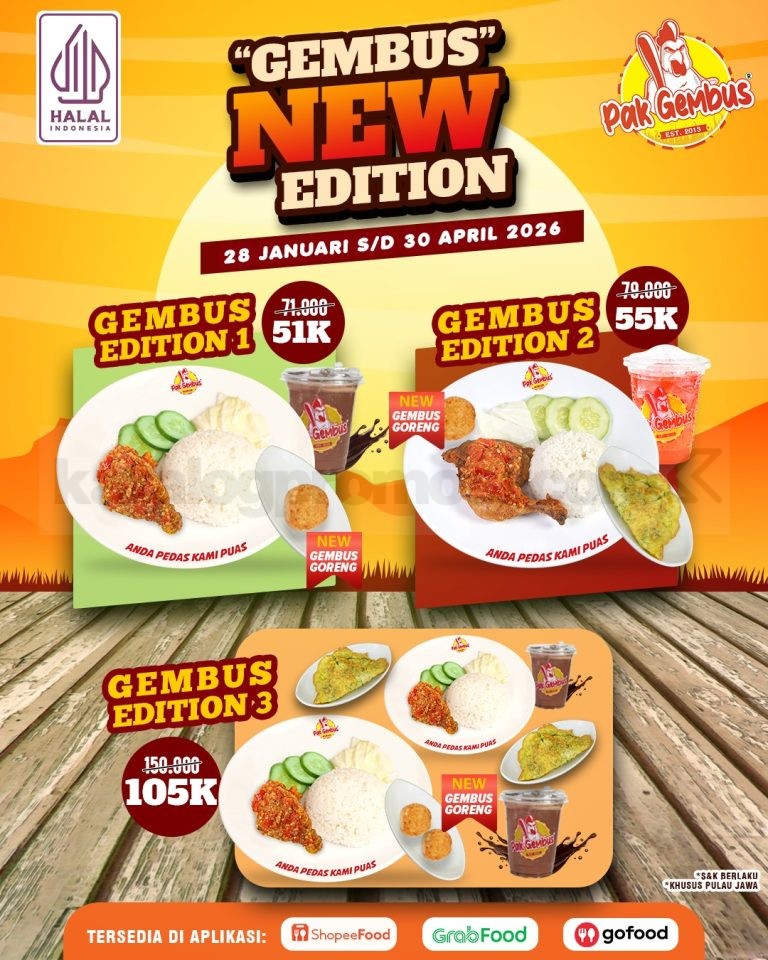 Promo Ayam Gepuk Pak Gembus NEW! Gembus Edition mulai Rp. 34.000