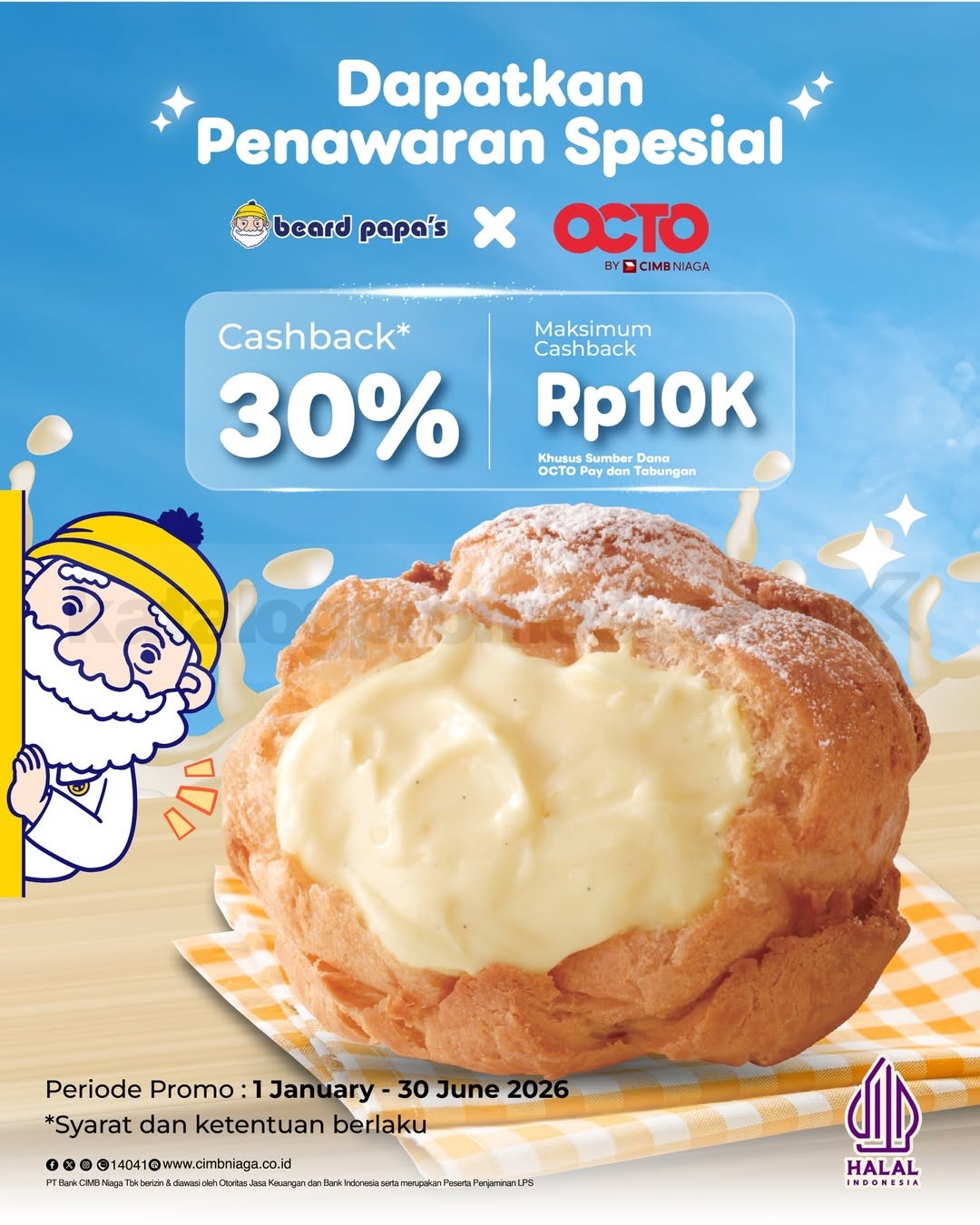 Promo Beard Papa’s OCTO Mobile Cashback 30%