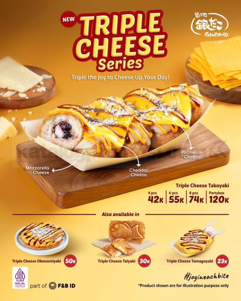 Promo Gindaco NEW! Triple Cheese Series Mulai Rp. 23.000