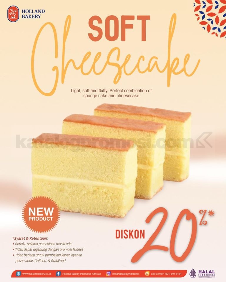 Promo HOLLAND BAKERY NEW! Soft Cheese Cake Diskon 20%