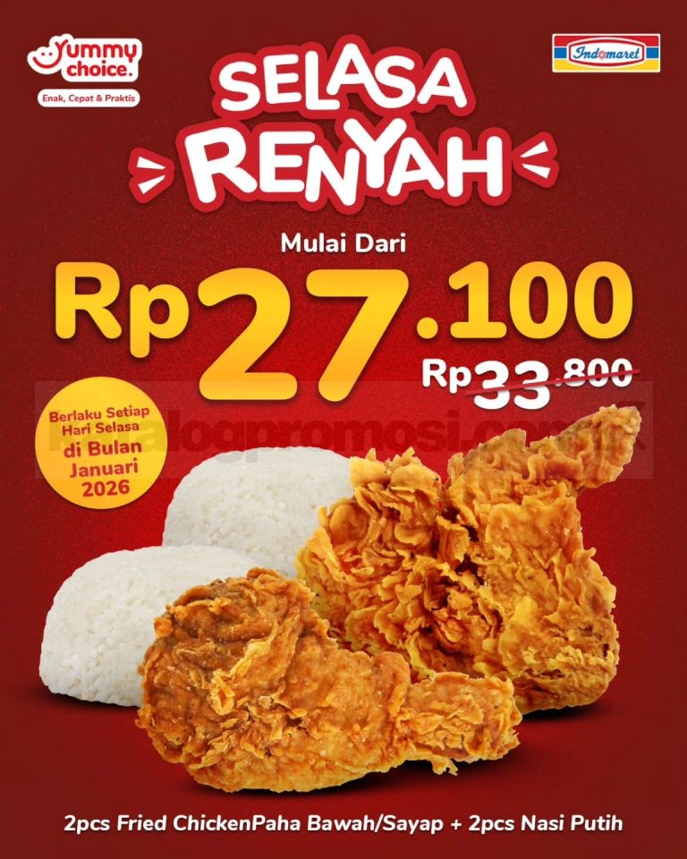 Promo Indomaret Selasa Renyah 2 Ayam 2 Nasi Mulai Rp. 27.100