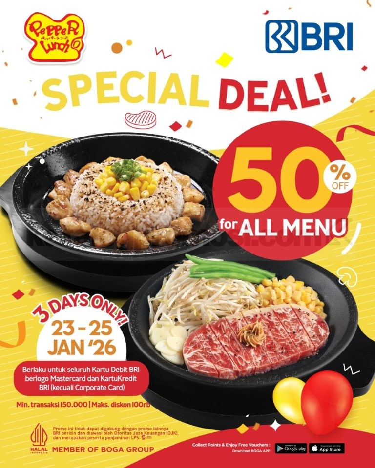 Promo Pepper Lunch BRI Special Deal Diskon 50% Semua Menu