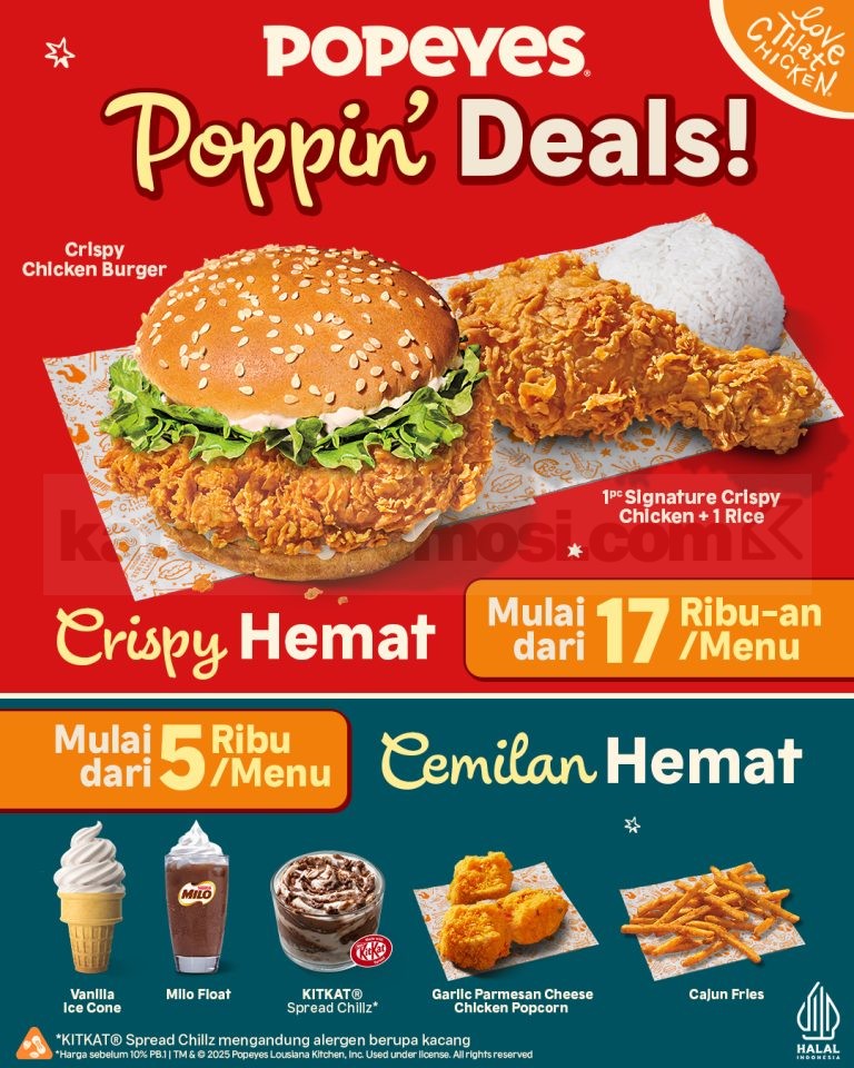 Promo POPEYES Poppin’ Deals Mulai Rp. 5.000