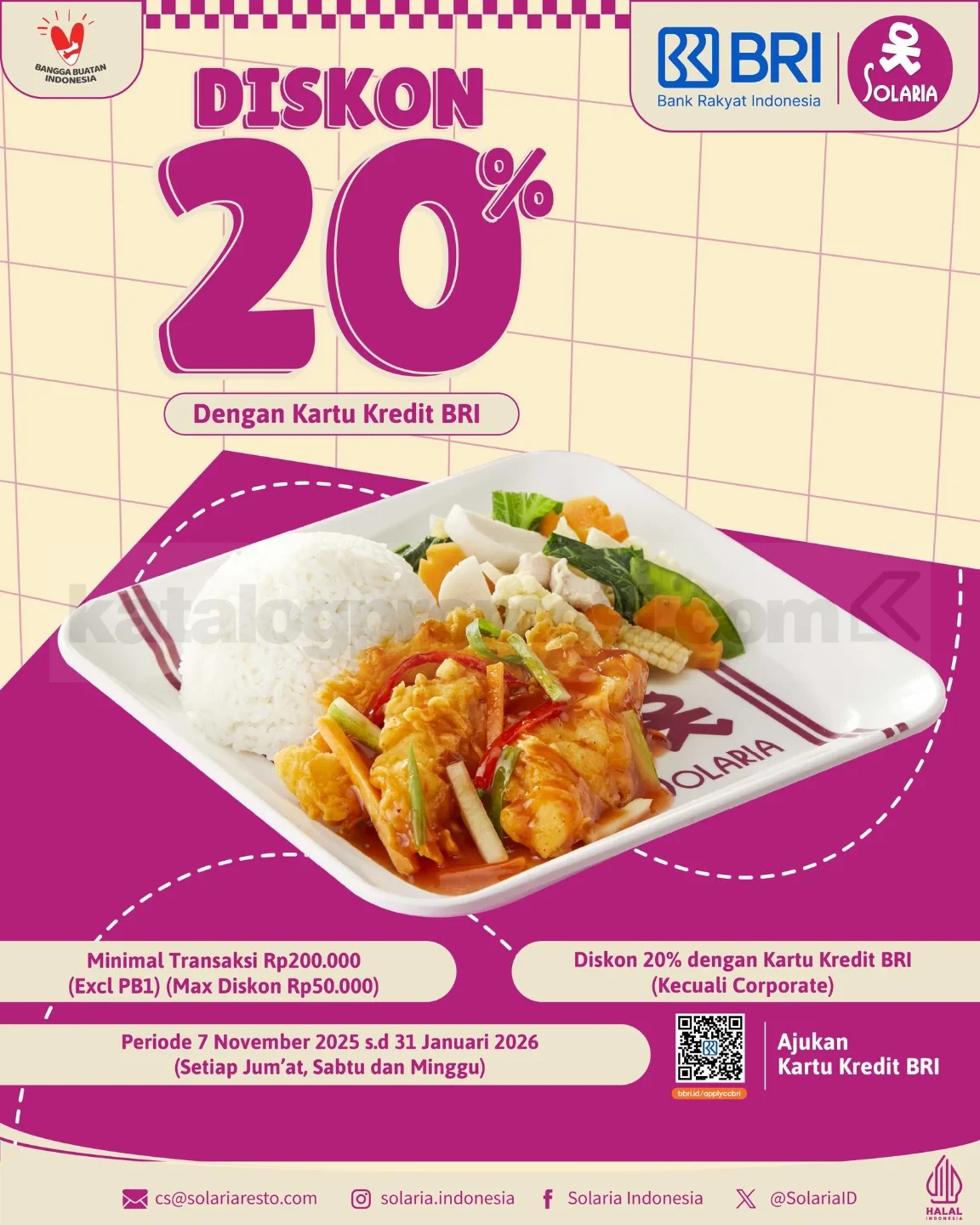 Promo Solaria BRI Diskon 20% Semua Menu
