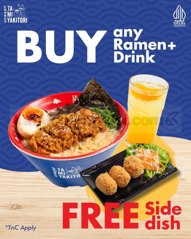 Promo Tami Yakitori Buy Ramen + Drink Free Side Dish