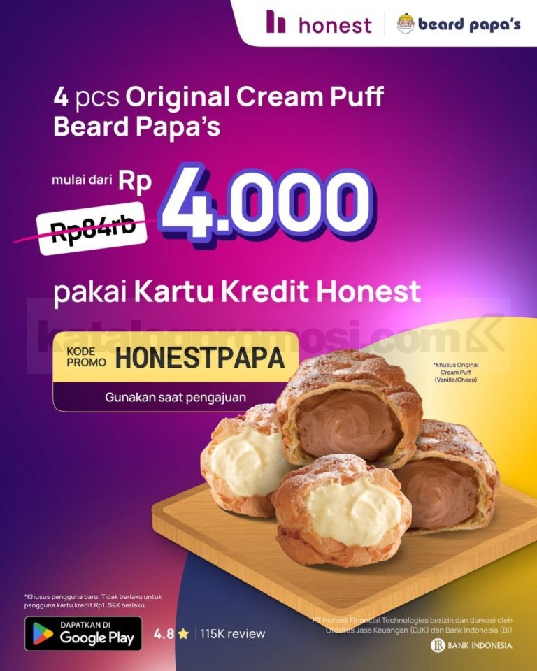 Promo Beard Papa’s Honest Card 4 Puff Rp. 4.000