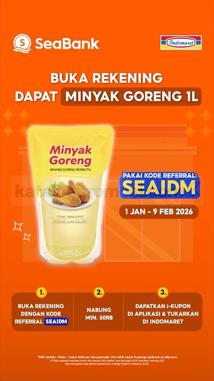 Promo INDOMARET SeaBank GRATIS Minyak Goreng 1L