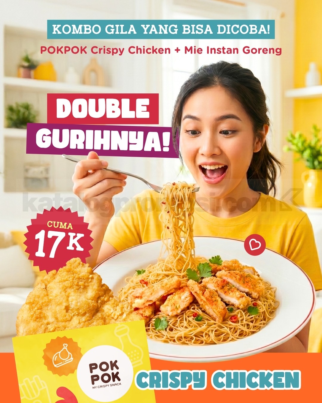 Promo PokPok Crispy Chicken + Mie Instan Goreng Cuma Rp. 17.000
